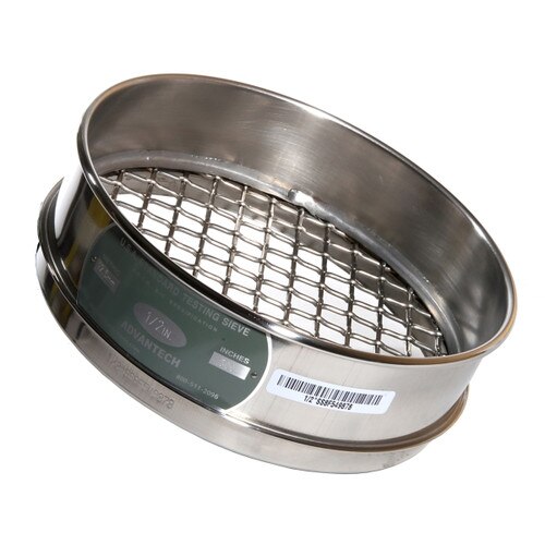 Advantech 1/2"SS8F ASTM Stainless Steel 8-Inch Full Height Test Sieve ...