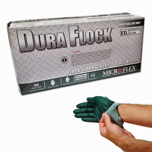 Ansell® DFK-608-XL Microflex Dura Flock Green Nitrile Gloves