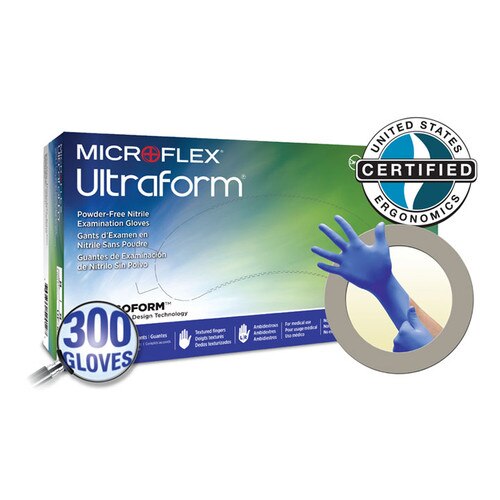 Ansell UF-524-M Microflex Ultraform Blue Nitrile Exam Gloves