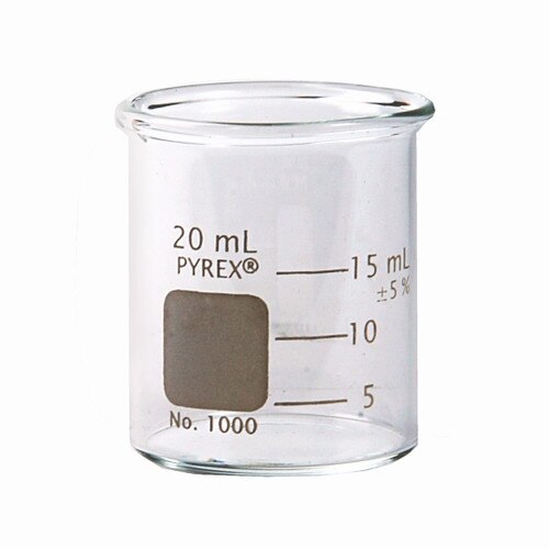 Corning® 1000 20 Pyrex® 20ml Low Form Griffin Beaker Double Scale Graduat