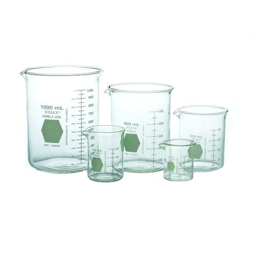 Kimble® 14080-01 KIMAX® Griffin Glass Beaker Starter Pack, Assortment ...