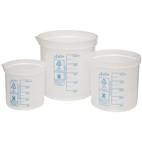 Azlon® 522085-0100 Square Ratio Graduated Plastic Beaker with Printed ...