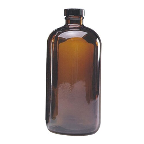 Wheaton® 220946 1000mL Safety Coated Amber Glass Boston Round Sample Bottle