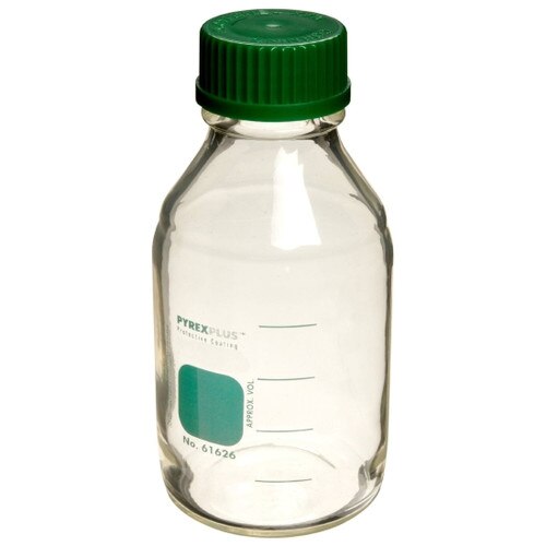 Corning® 61626-500 PYREXPLUS® 500mL Wide Mouth Round Media Bottle with GL45