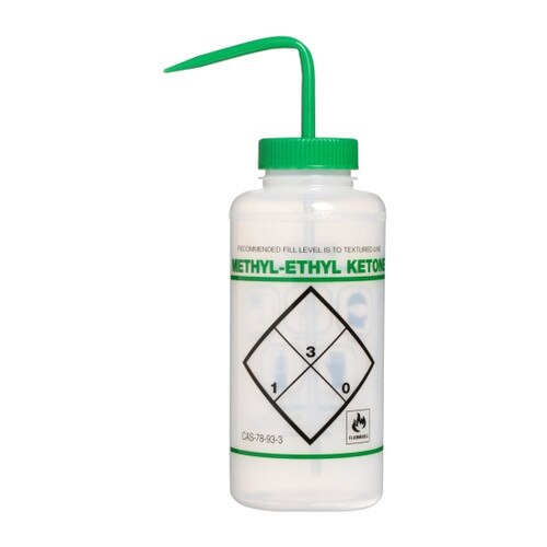 Bel-Art 116461132 Safety Labeled Wide Mouth Wash Bottles, Methyl Ethyl Keto