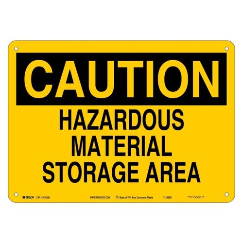 (Safety Sign) Caution: Hazardous Materials Storage Area, 3 x 5" Vinyl ...