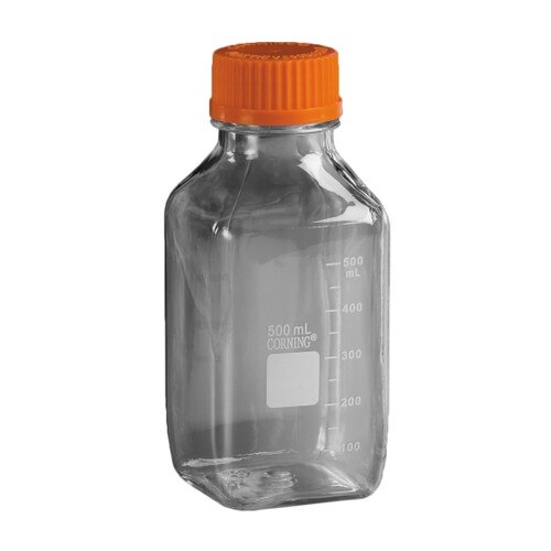 Corning® 431433 Square 1000mL Sterile Plastic Media Bottle with 45mm Orange