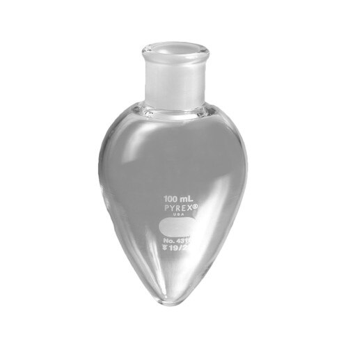 Corning® 4318-100 PYREX® 100mL Pear Shaped Boiling Flask with 24/40 [ST] Jo