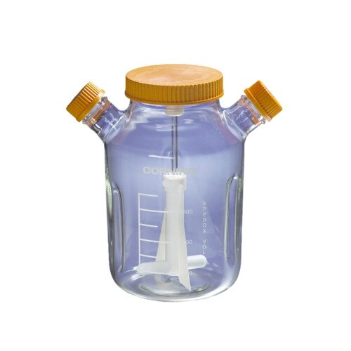 Corning® 4502-15L Proculture® 15L Glass Spinner Flask with 120mm Flat Cap a