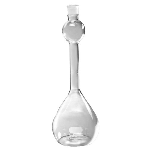 Corning® 5820-500 PYREX® 500mL Class A Mixing Bulb Volumetric Flask with No
