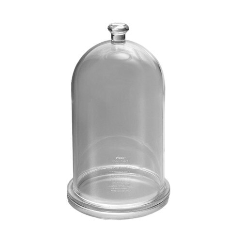 Corning® 6885-222 PYREX® 222mm Vacuum Bell Jar with Top Knob and Ground Fla