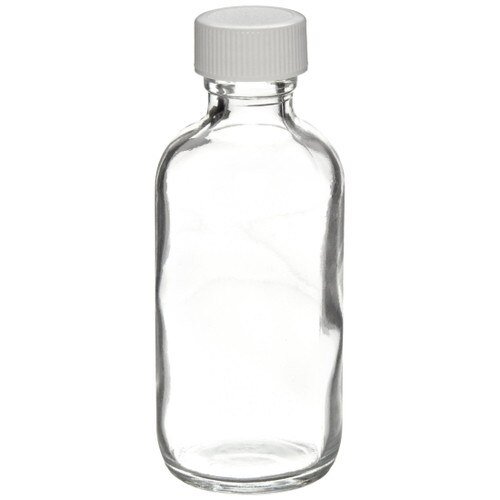 Wheaton® W216801 60mL Clear Boston Round Glass Sample Bottle with White PP