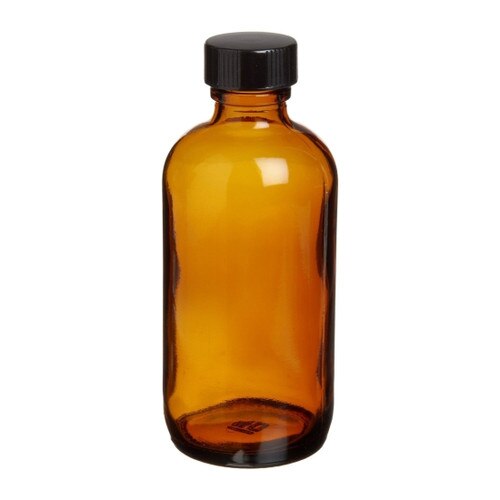 Wheaton® W216852 500mL Amber Boston Round Glass Sample Bottle with Black Ph