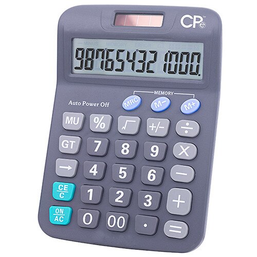 Cole-Parmer EW-98766-83 Solar Desktop 12-Digit Calculator, Dimensions: 4-1/