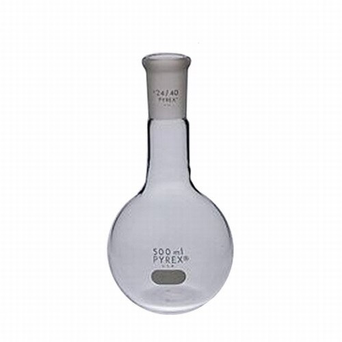 Corning® 4080-500 PYREX® 500mL Florence Flat Bottom Boiling Flask with Long