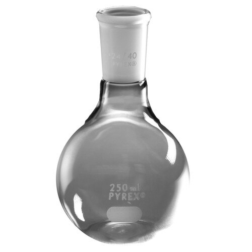 Corning® 4100-125 PYREX® 125mL Flat Bottom Boiling Flask with Short Neck an