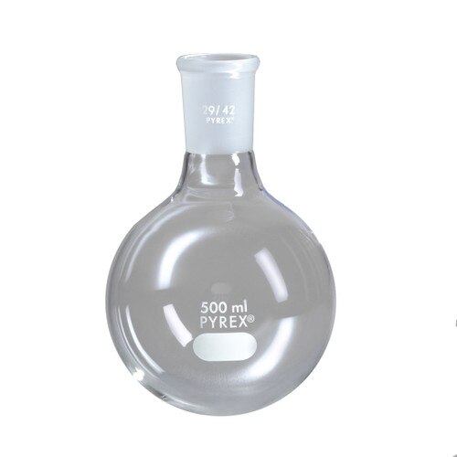 Corning® 4321-500 PYREX® 500mL Round Bottom Boiling Flask with Short Neck