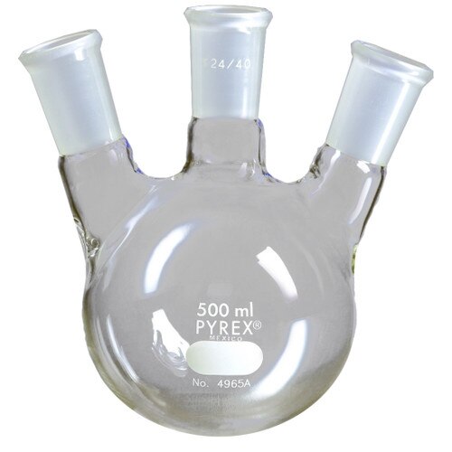 Corning® 4965A-1L PYREX® 1L Three Neck Distilling Flask with One 24/40 [ST]