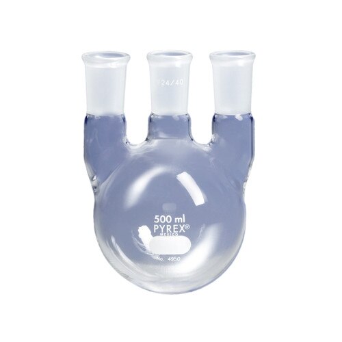 Corning® 4950-1L PYREX® 1L Three Neck Distilling Flask with Vertical Neck a