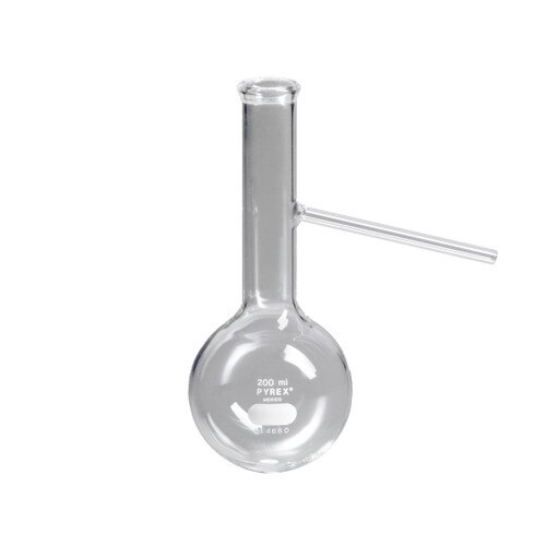 Corning® 4680-200 PYREX® 200mL Barrett Distilling Flask with Sidearm, Meets