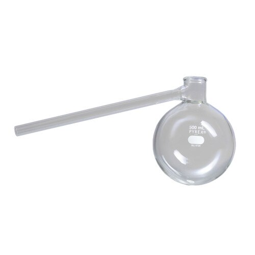 Corning® 4720-500 PYREX® 500mL Church Distilling Flask with Sidearm
