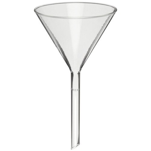 Corning® 6100-5 PYREX® 122mm 60° Angle Plain Glass Analytical Funnel with 1
