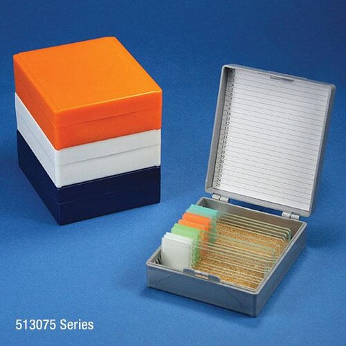GSI-513075Y, Slide Box for 25 Slides, Cork Lined, Yel