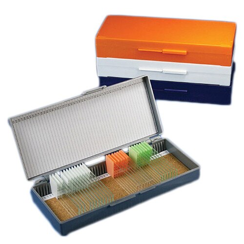 Globe Scientific 513077W Microscope Slide Storage Box with Hinged Lid or 50