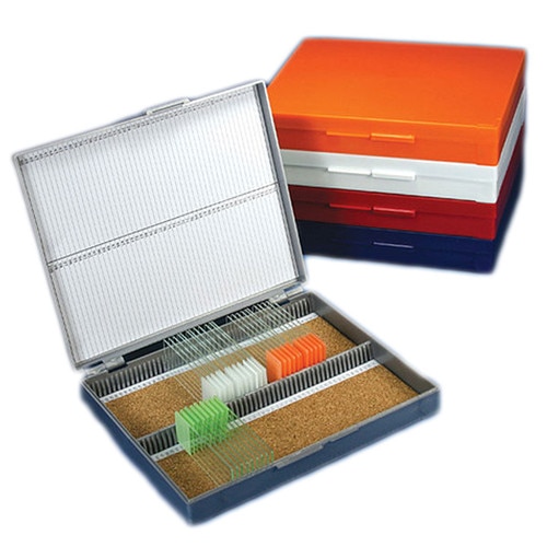 Globe Scientific 513079A Microscope Slide Storage Box with Hinged Lid or 10