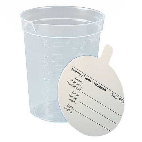 Globe Scientific 5924 Graduated 6.5oz Beaker Style Specimen Collection Cont