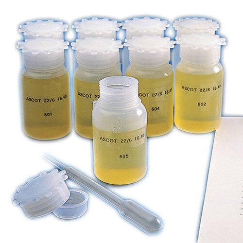 Globe Scientific 600410-12 Graduated Wide Mouth Round Sample Bottles with T