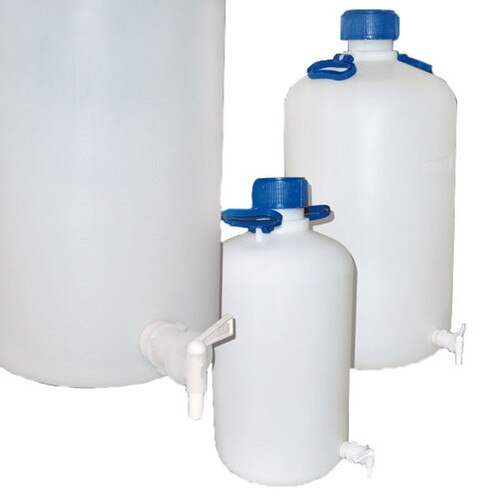 Globe Scientific 601662 Heavy-Duty Round Carboy with Turnkey Spigot, HDPE,