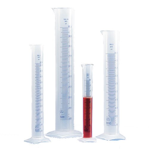 Globe Scientific 602563 Plastic Graduated Cylinder with Printed Graduations