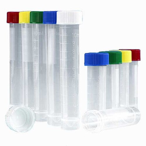Globe Scientific 6102C Graduated 10mL Transport Tubes with Attached White S