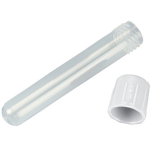 Globe Scientific 6148W Polypropylene 12 x 75mm Screw Cap Test Tubes with At