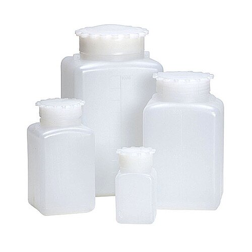 Globe Scientific BGE336P Azlon Wide Mouth Square Sample Bottle with Plug Se