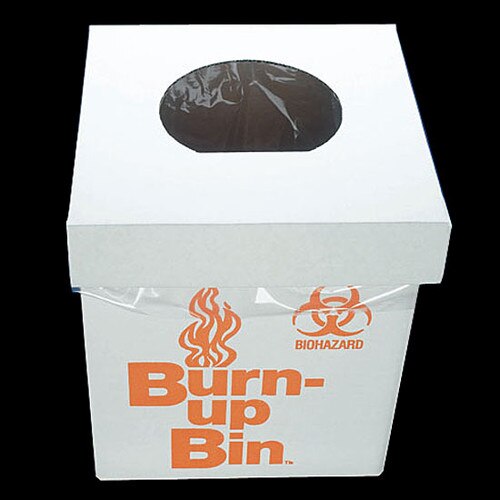 Globe Scientific DBH002P Burn-Up™ Bin Biohazard Waste Disposal Box, Cardboa