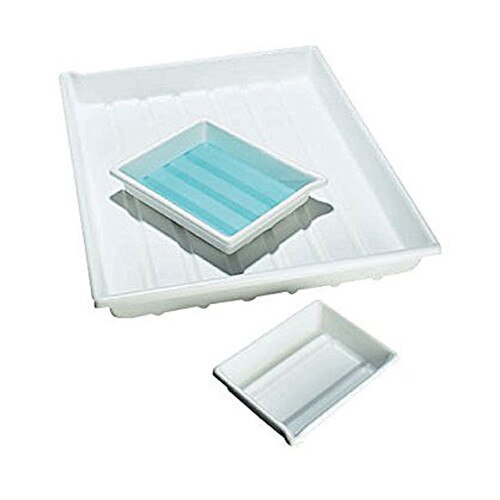 Globe Scientific DWR007 Photo Developing Tray, Ribbed Bottom, White PVC, L