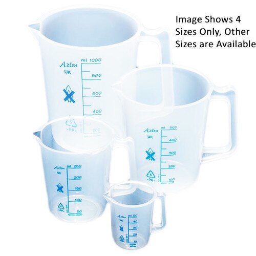 Globe Scientific JPB1000P Graduated Plastic 1000mL Lab Pitcher with Handle