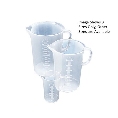 Globe Scientific JPM2000P Graduated Plastic 2000mL Lab Pitcher with Handle
