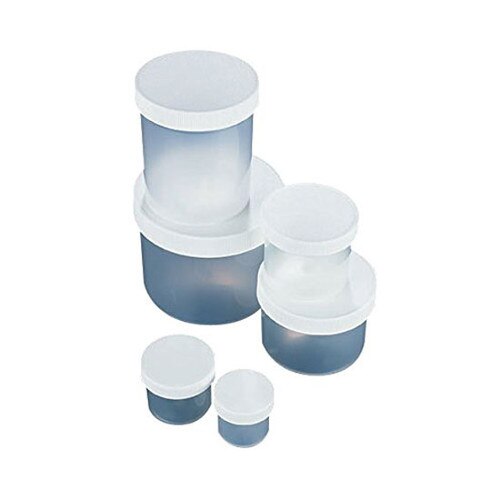 Globe Scientific JWP0250P-1 Azlon Lab Sample Jar with White Screw Cap, 250m