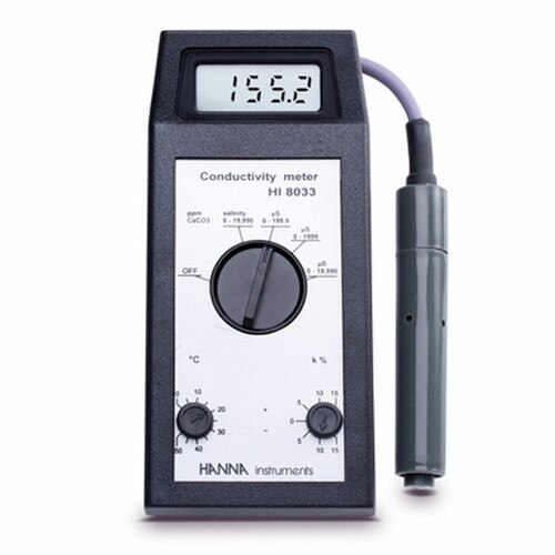 HANNA HI8033 Portable Conductivity/TDS Meter, Conductivity Multirange: 0.0