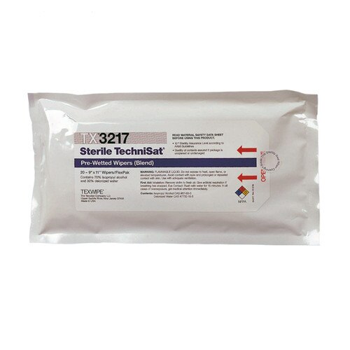 TexWipe TX3217 Sterile TechniSat Pre-Saturated Wipes with