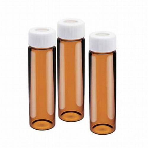 Kimble® 60911S-5 Amber 5-Dram Glass Screw Thread Sample Dram Vial with Atta