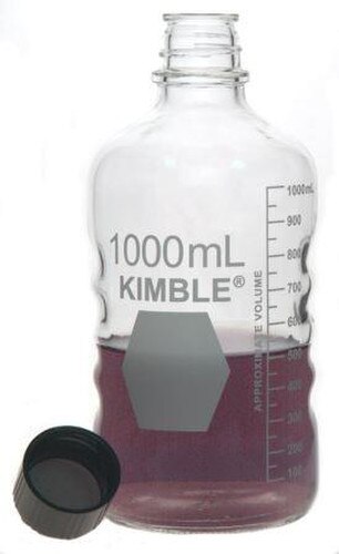 Kimble® 61111T-1000 KIMAX® 1000mL Glass Screw Thread Media Bottle with Atta