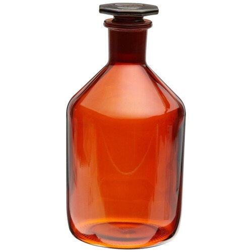 Wheaton® 215259 Narrow-Mouth Amber Glass Reagent Bottle with [ST] Hood Glas