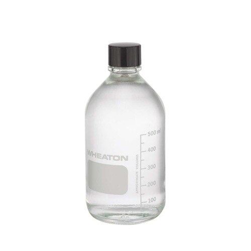 Wheaton® 219719 Clear Glass Media Bottle with PE Lined Phenolic Screw Cap,