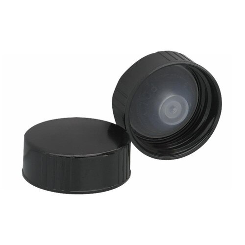 Wheaton® 239259 Solid Black Phenolic Screw Cap with Poly-Seal Liner, 28-400