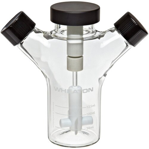 Wheaton® 356876 Celstir® 125mL Glass Spinner Flask with Double Sidearms, Co