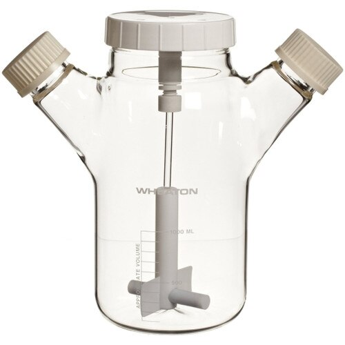 Wheaton® 356884 Celstir® 1000mL Glass Spinner Flask with Double Sidearms, C